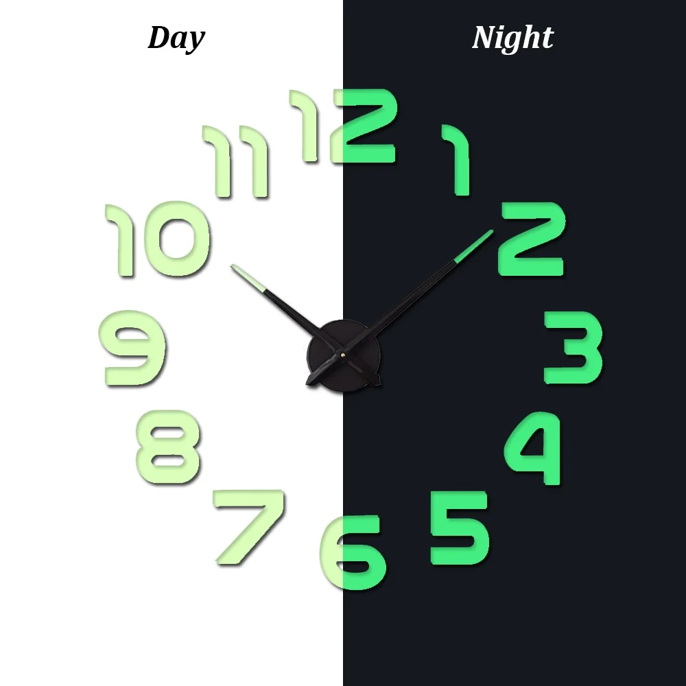 Nigikala 3D DIY Wall Clock Modern Design Silent Big Digital Acrylic ...