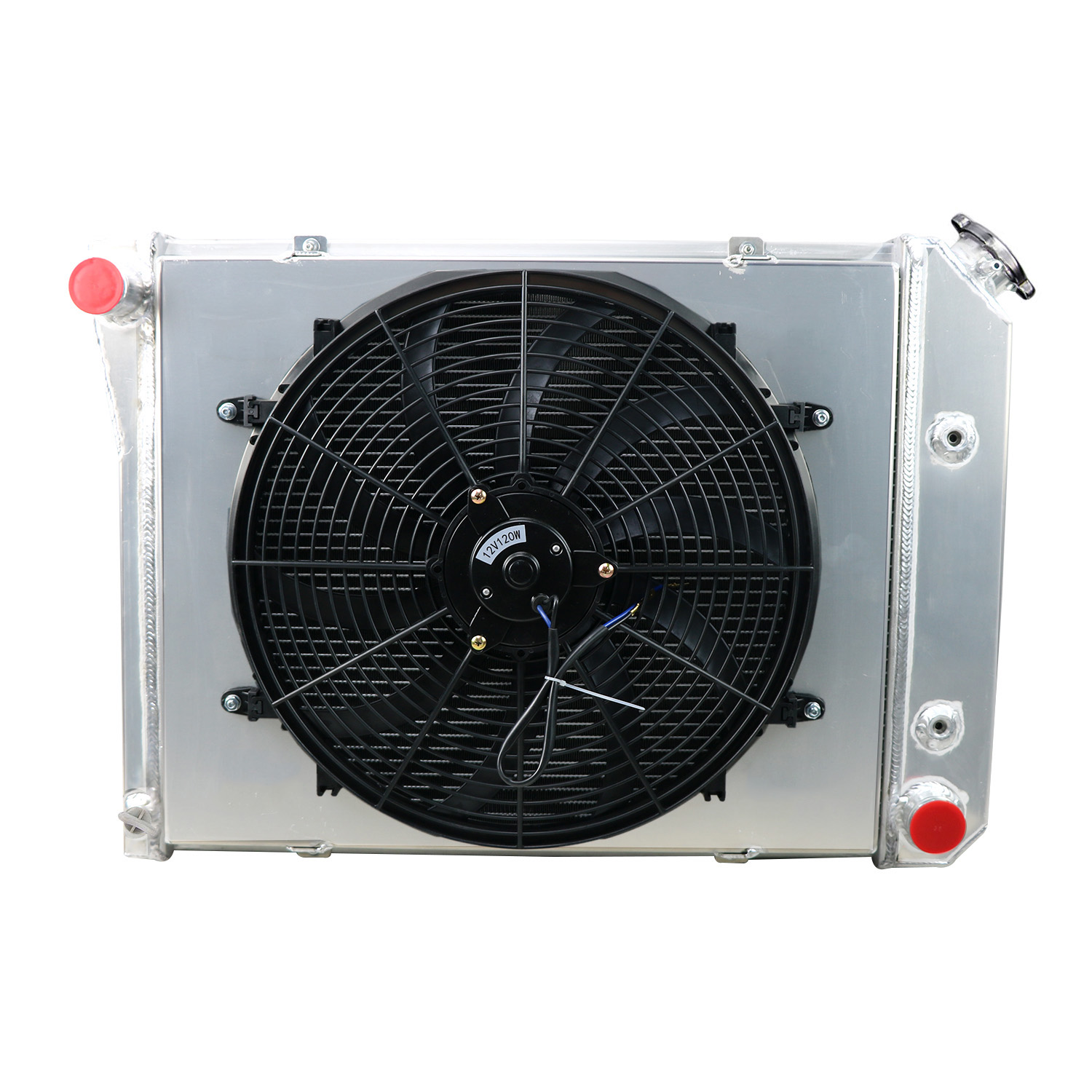 Alloyworks 3 Row Radiator with Shroud Fan For 1968-1974 Chevy Bel Air ...