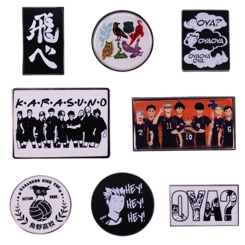 Hot blood volleyball Anime Enamel Pins OYA HEY Crow Cat Cartoon ...
