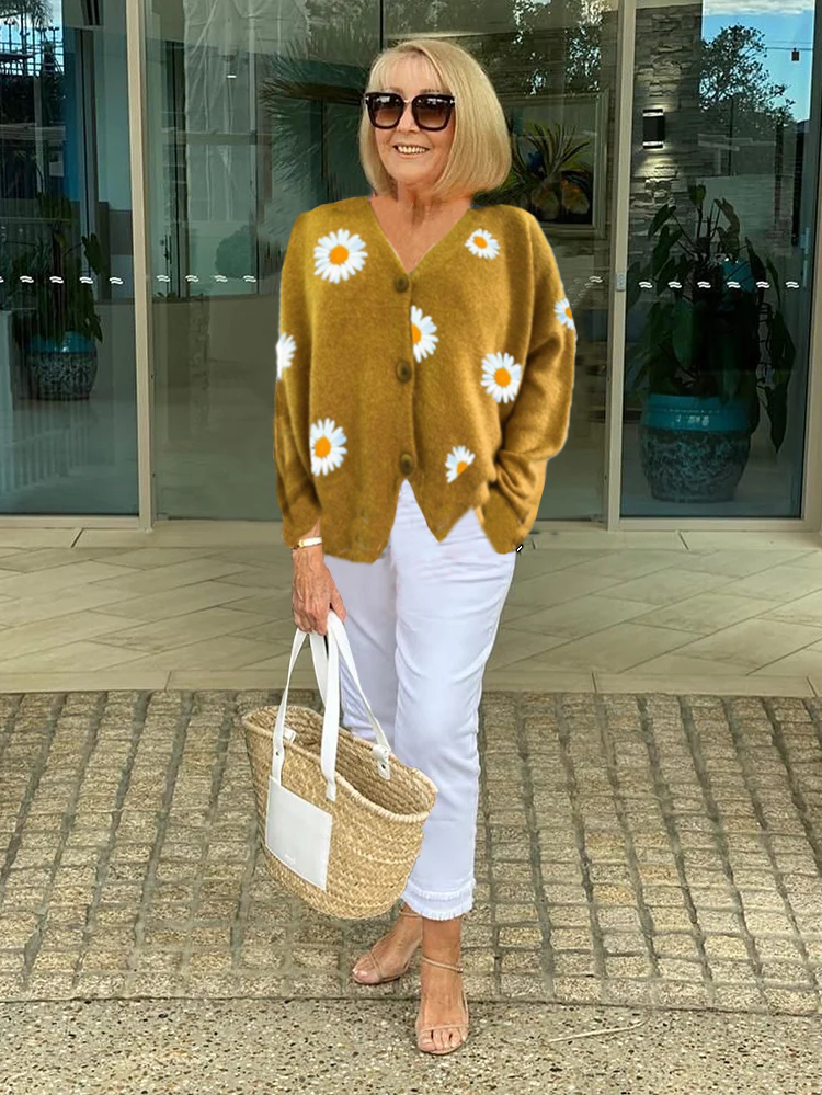 Flower Cardigan Spring/Fall Sweater | For Elderly Women & Mature Ladies ...