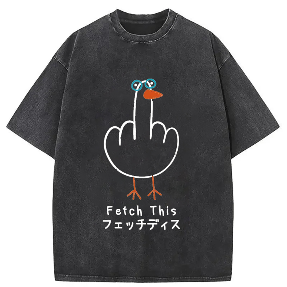 Tokyover Funny Middle Finger Goose Washed Unisex T-Shirt