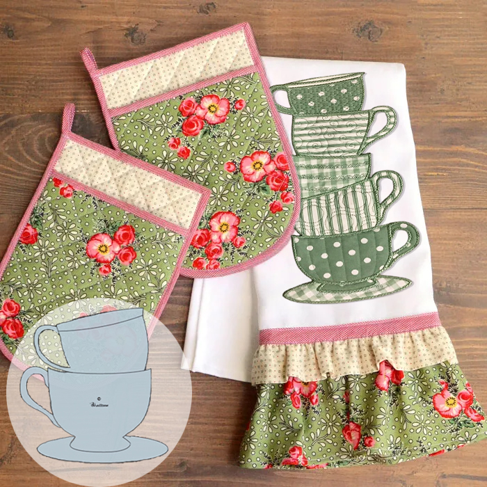Stacked Afternoon Tea Cups Pattern Template
