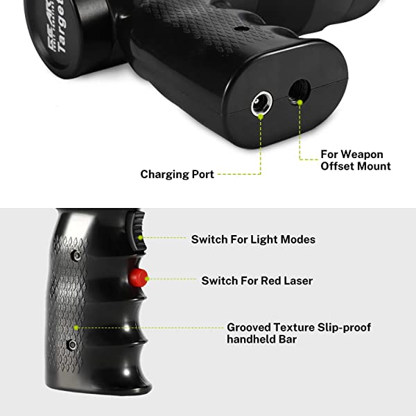 GearOZ Hunting Spotlight Flashlight, Rechargeable Handheld Hunting Scan ...