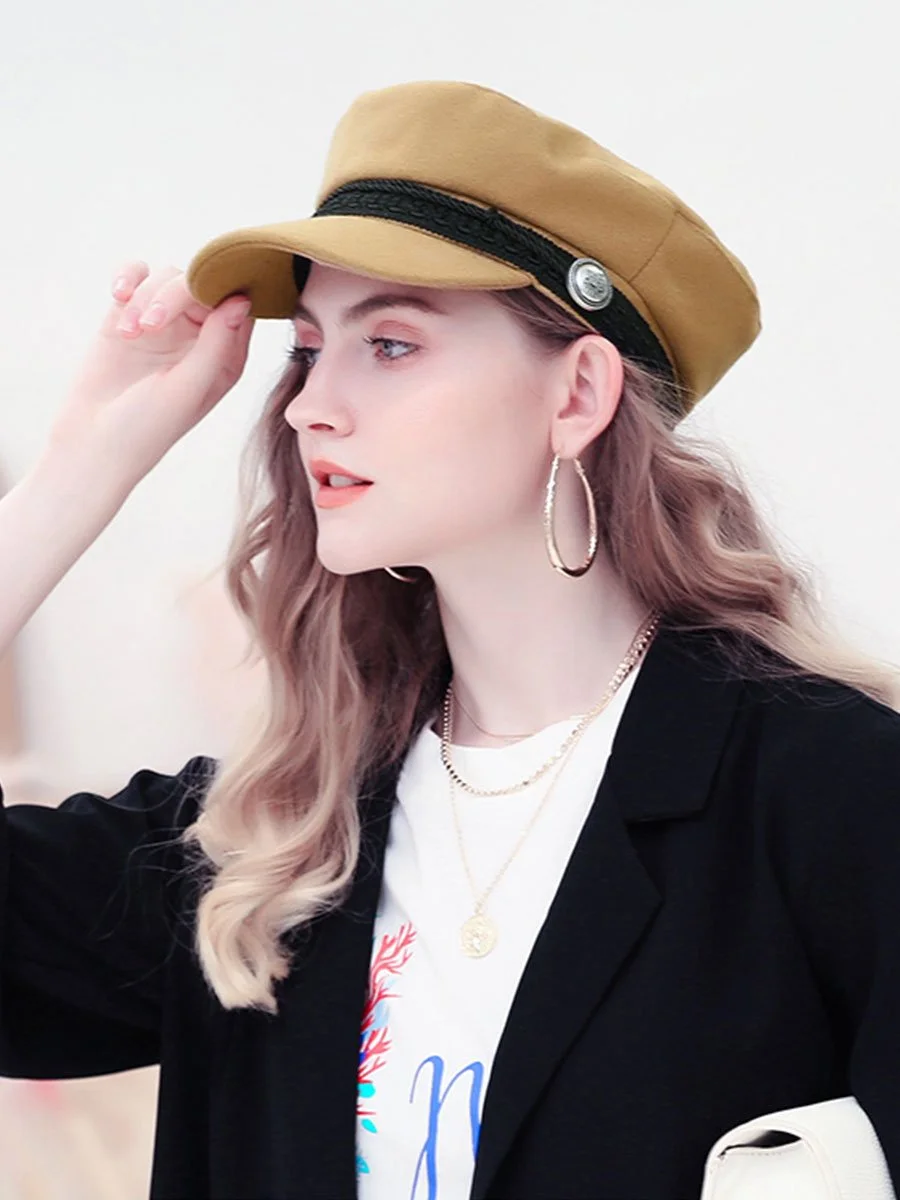 Streetwear Hat Fashion Wool Octagonal Cap