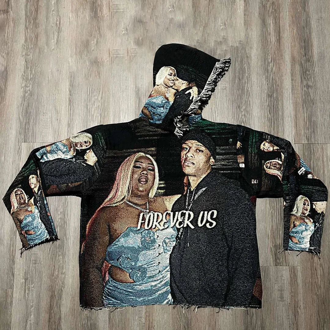 Retro Character Tapestry Print Pop Hoodie