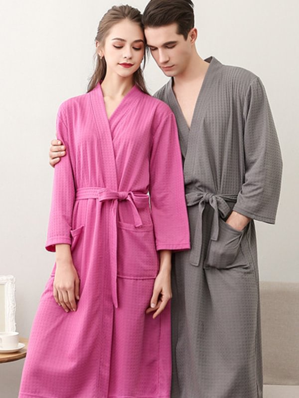 Comfortable Solid Bandage Thin Pajama Robe