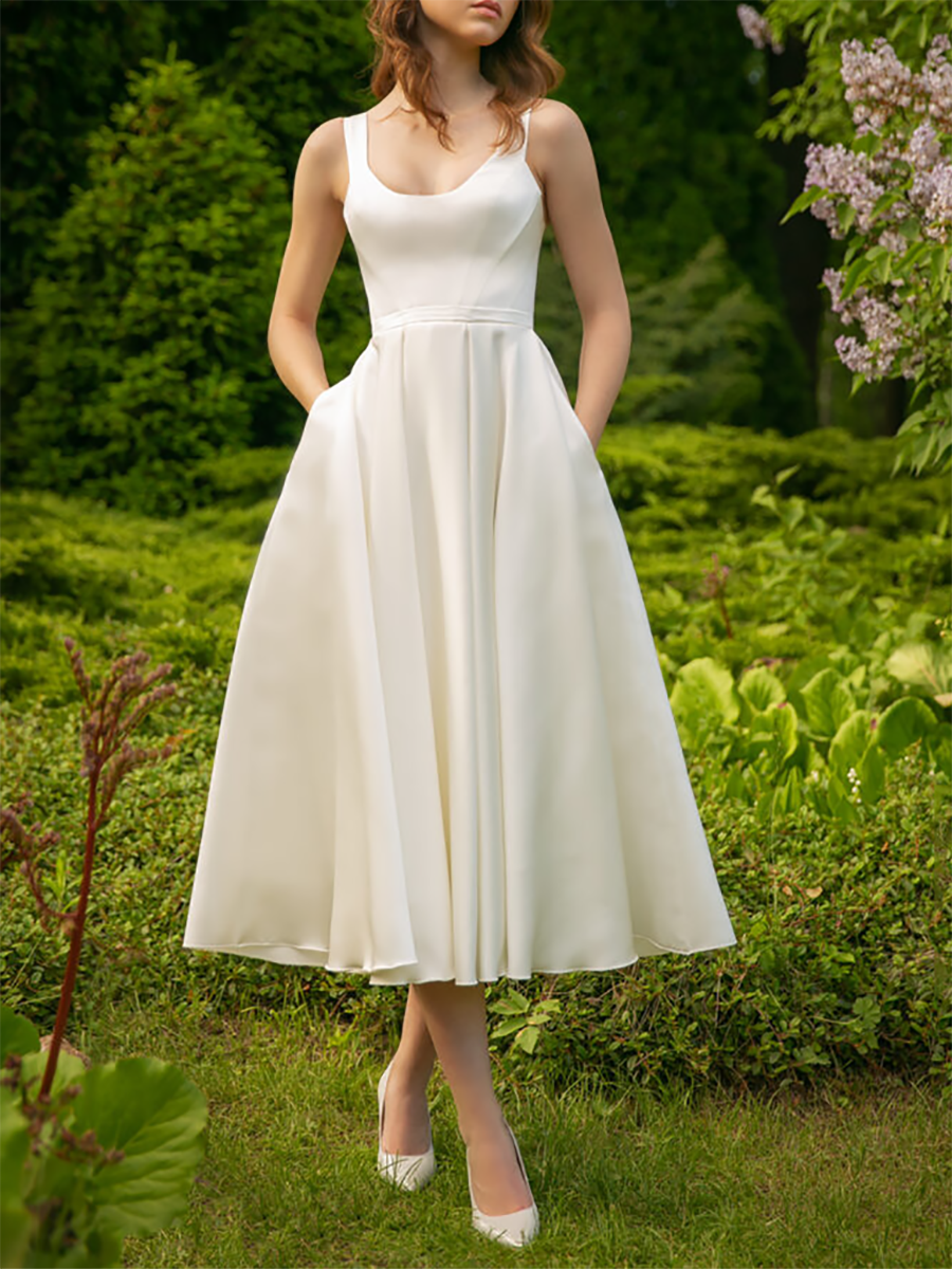 White simple A-line dress