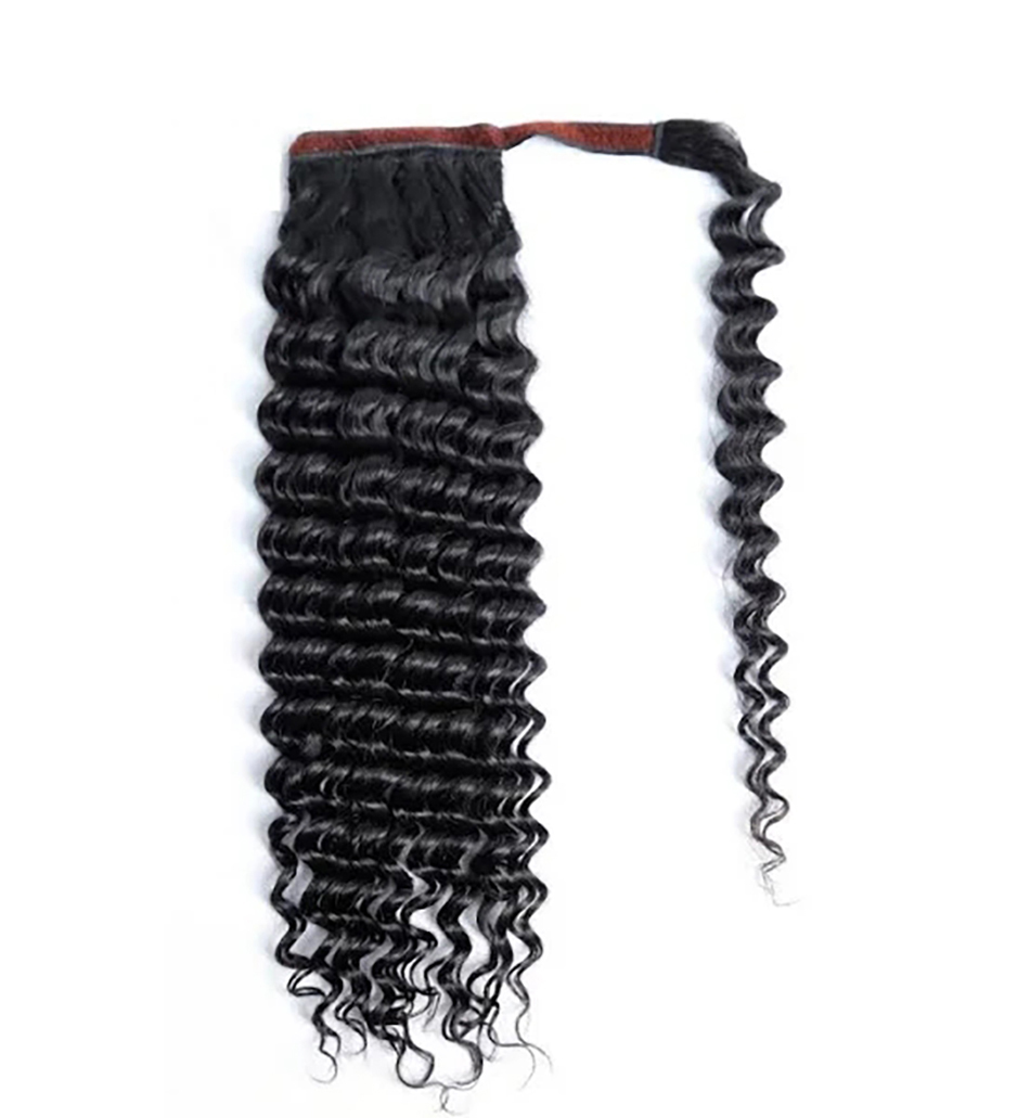 Deep Wave 12A Warp Around Ponytails 100% Human Hair Ponytails