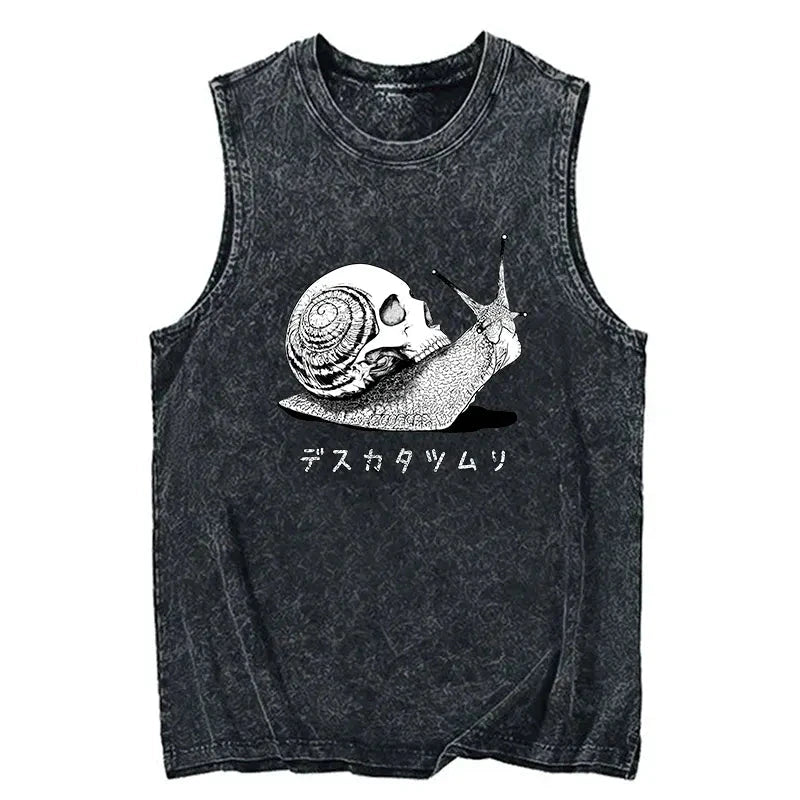 Tokyover Scary Snail Skull Shaped Snail Shell Japanese Washed Unisex ...