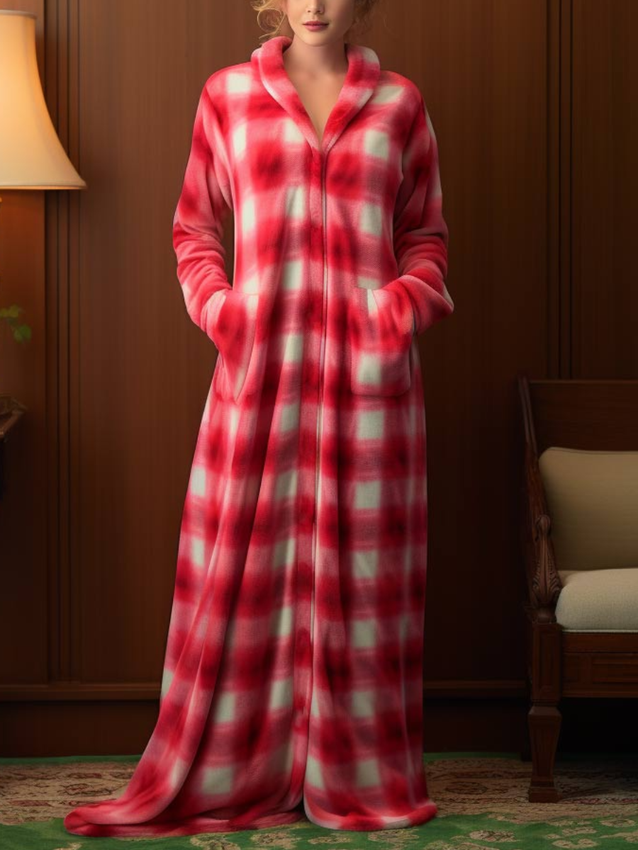 Red-Plaid-Zip-Sleep-Coat