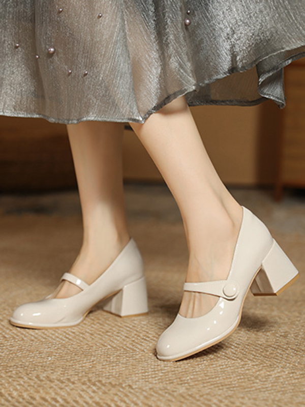 Round-Toe Shallow Cut Split-Joint Mary Janes Pumps - Ladylim