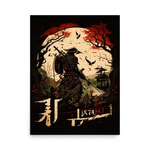 Vintage Abstract Japanese Samurai Wall Art | Fantasy Samurai Warrior ...