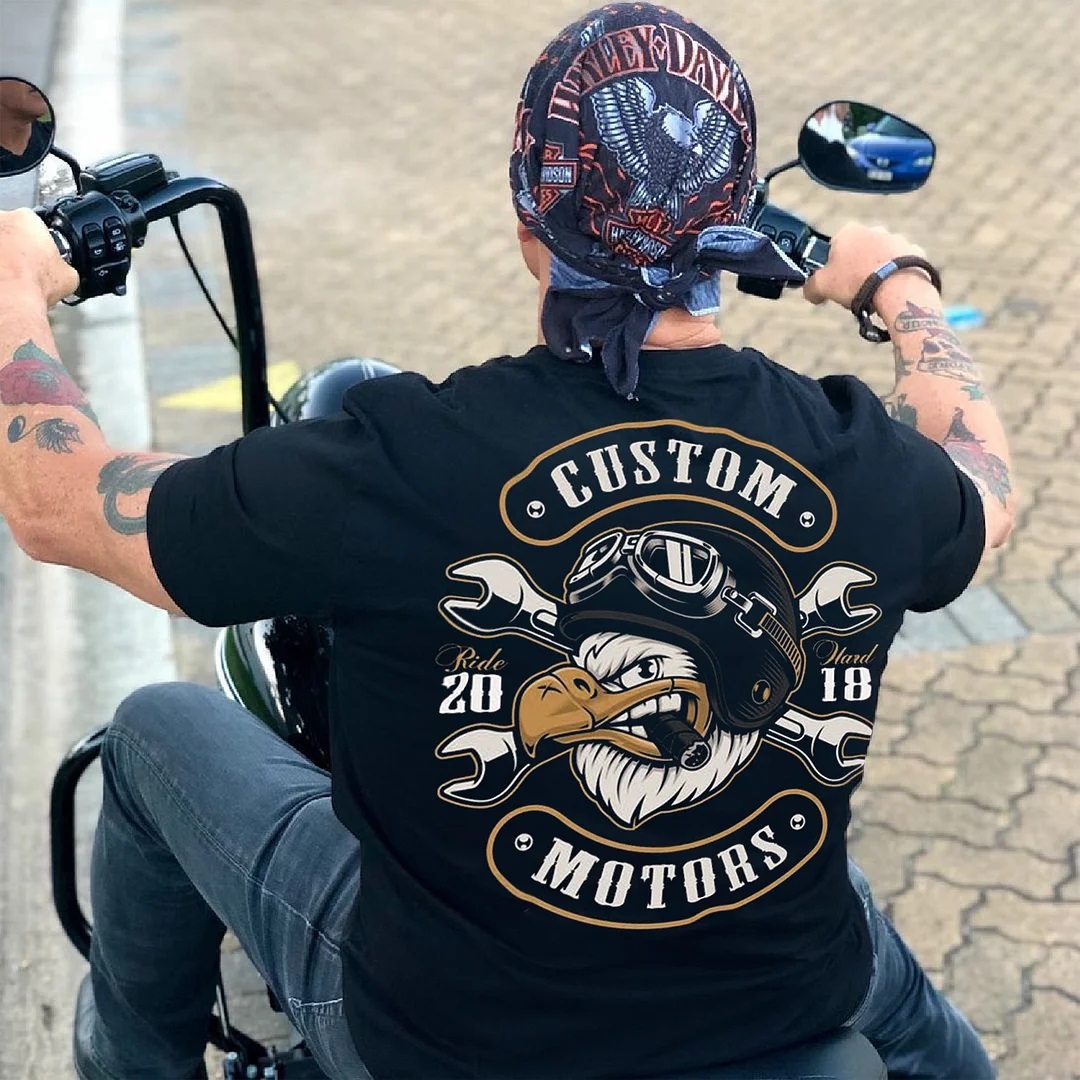 MOTOSUNNY Modern Custom Motors Black Print T-shirt