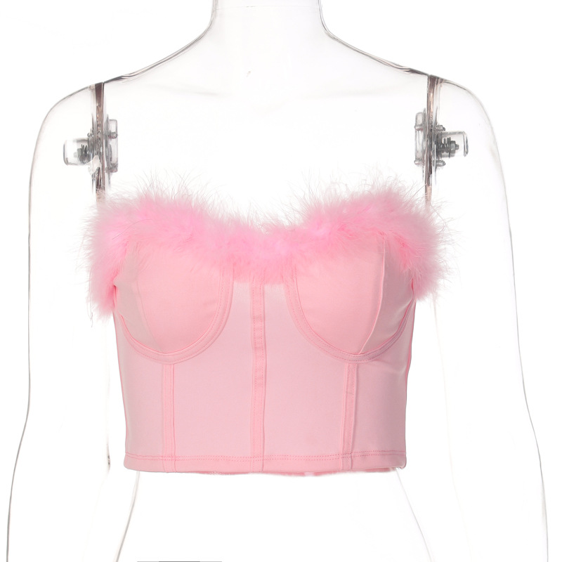 FURRY FISHBONE TUBE TOP
