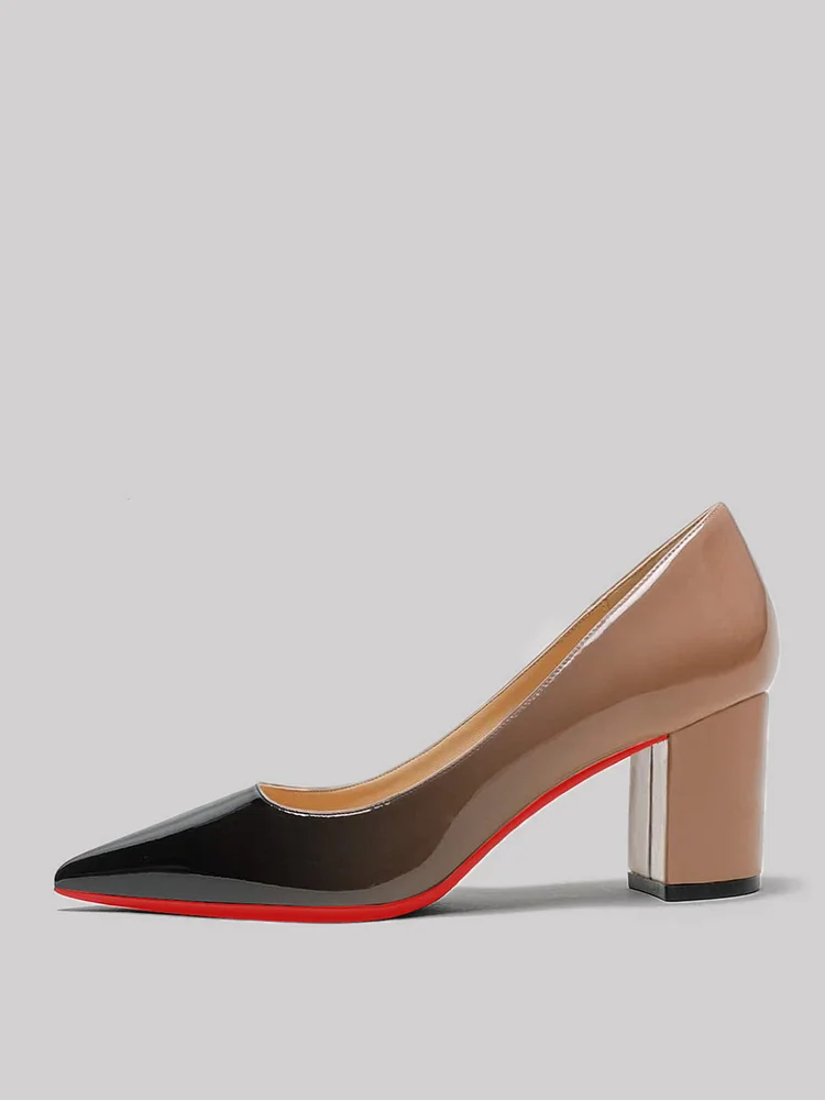 2.5" Women's Chunky Heels Red Bottom Shoes Comfortable Middle Block ...