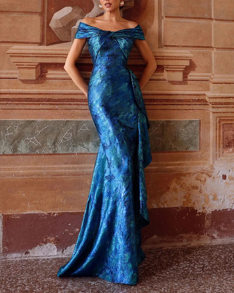 Women's Off-shoulder Blue Dress