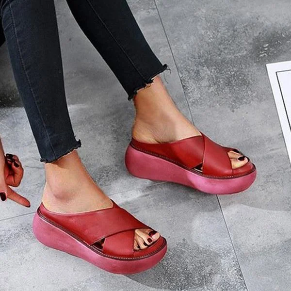 Platform Open Toe Comfy Slippers Casual Slide Sandals