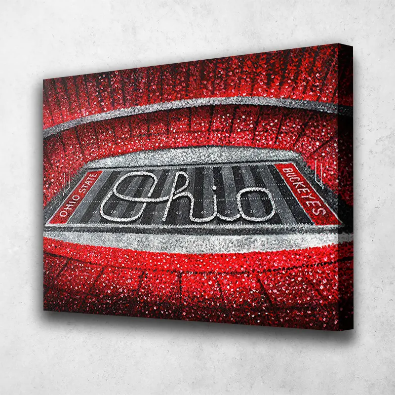 Ohio State Football Stadium Scarlet and Gray Canvas Art