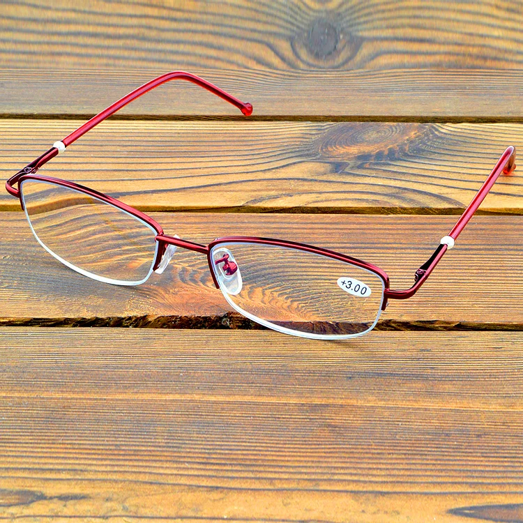 Half-rim Red Color Frame Rectangle Spectacles Coating Lenses See Near N ...
