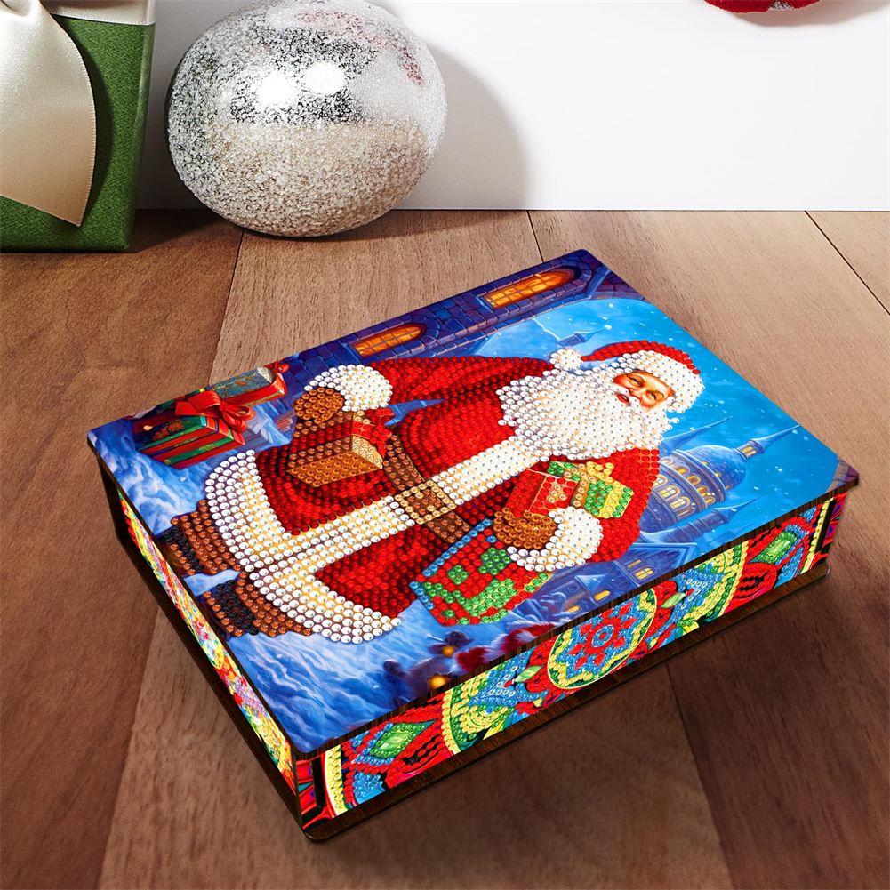 5D DIY Christmas Bells Diamond Painted Wooden Jewelry Box Kit