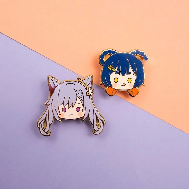 Genshin Impact Keqing & Xiangling Enamel Pin Badge