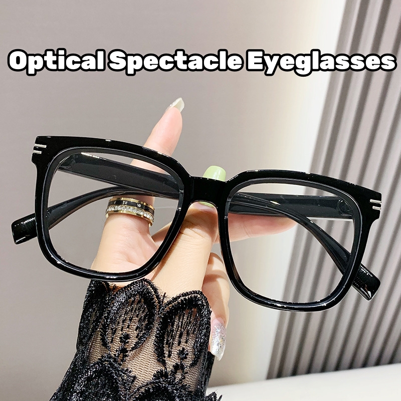 Unisex Vintage Plain Glasses Black Frame Square Frame Male Glasses Blue ...