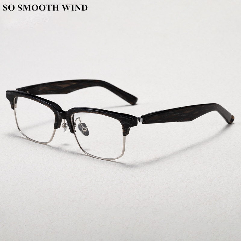 Japanese Handmade Acetate Eyeglasses Frame Men Retro Square Optical ...