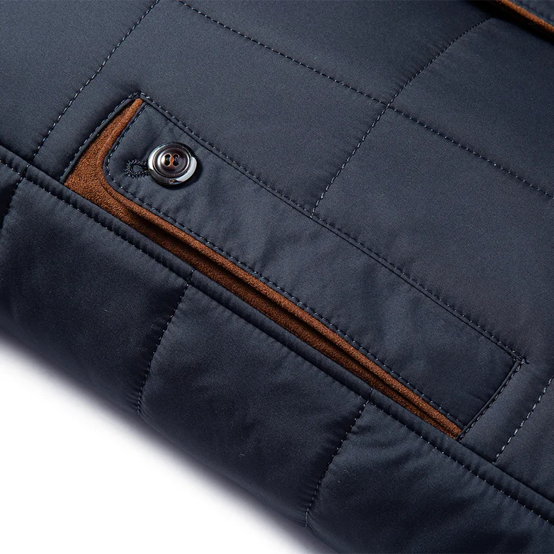 Men's Cotton Jacket Coat Solid Color Standing Collar Coldproof High-end ...