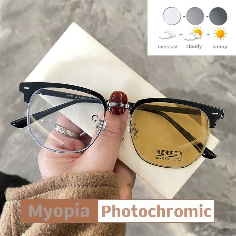 Fashionable Photochromic Glasses Men Women Oversized Myopia Eyeglasses ...