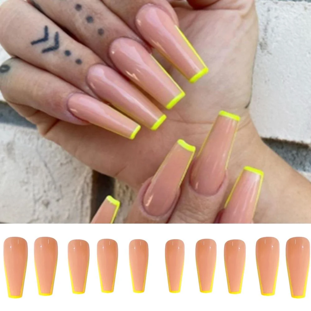 Gradient Color False Nail Tips Full Coverage Detachable Extra Long