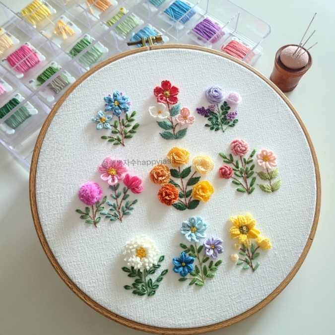 Beautiful seven color flower embroidery kit