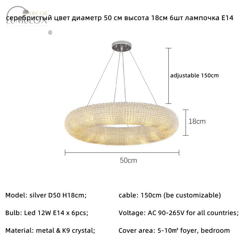 Luxury Loft LED E14 Pendant Lights for American Living Room - Crystal ...