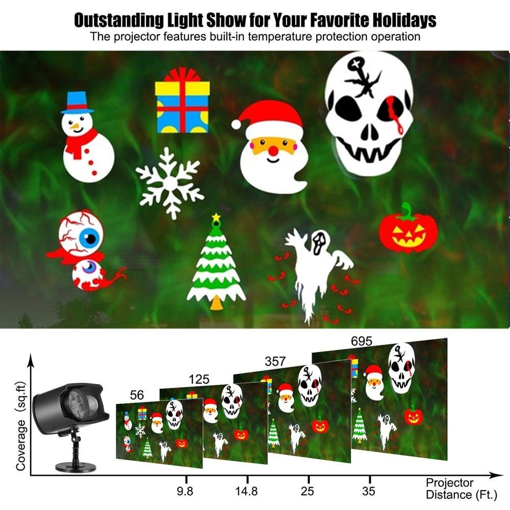 2 in 1 Halloween Outdoor Projector Lights Decorations with 9 HD ...