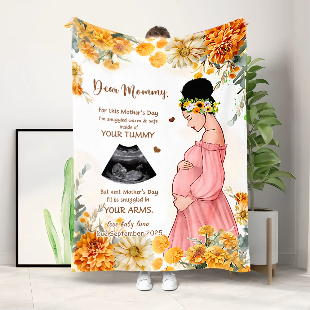Customized Fetal Ultrasound Pictures Blanket Mothering Sunday Gift For Mum