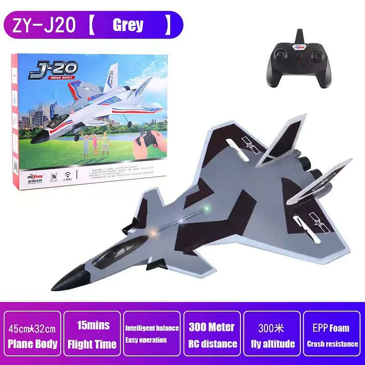 2.4GHz J20 RC Fighter Jet with Cool Lights - Remote Control Fixed-Wing ...