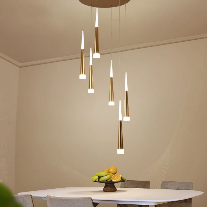 LED Simple Pendant Lights Gold Lamp For Living Room Lustre Pendant ...