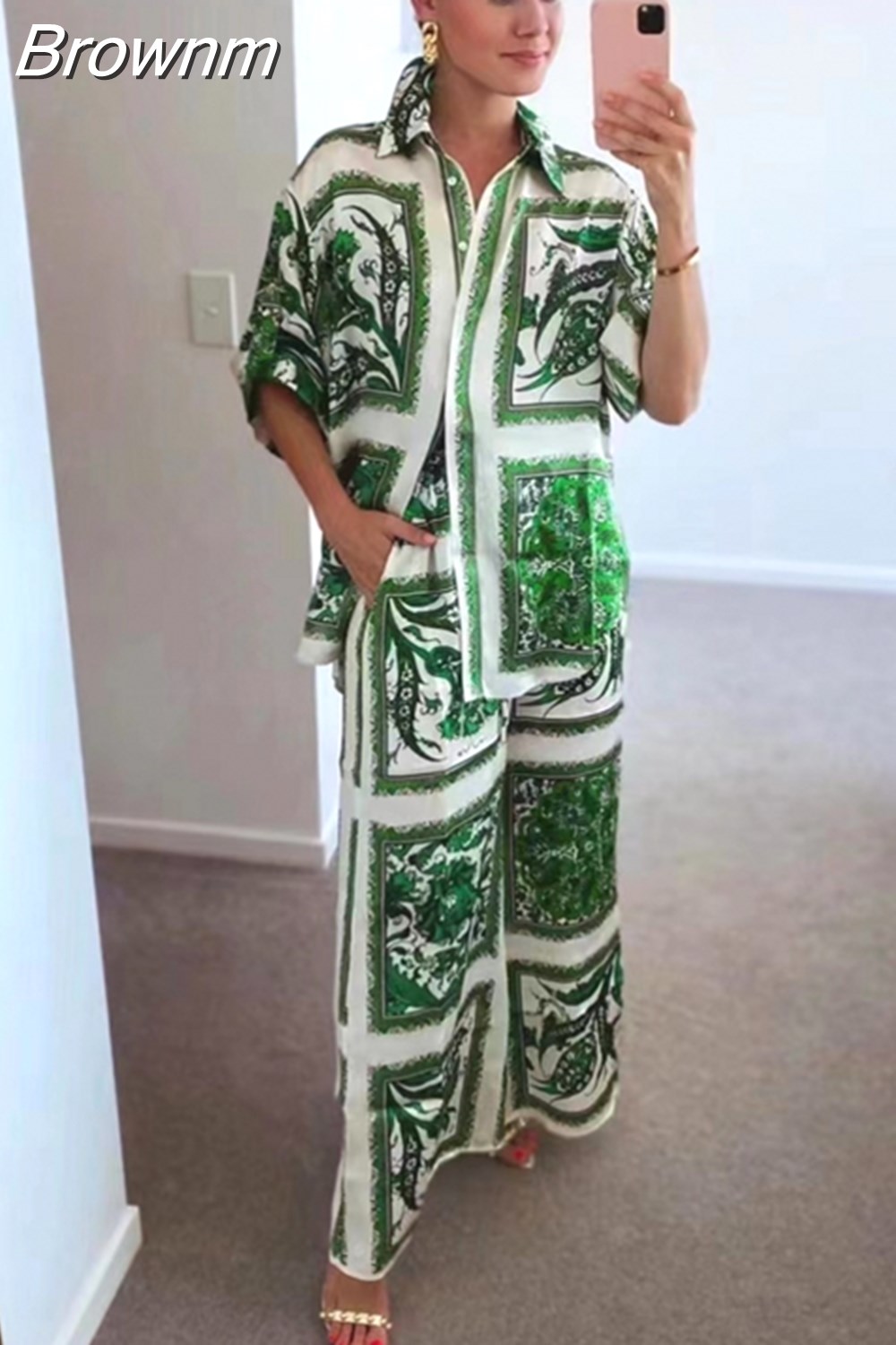 Brownm Piece Sets African Sets For Women New African Print Elastic