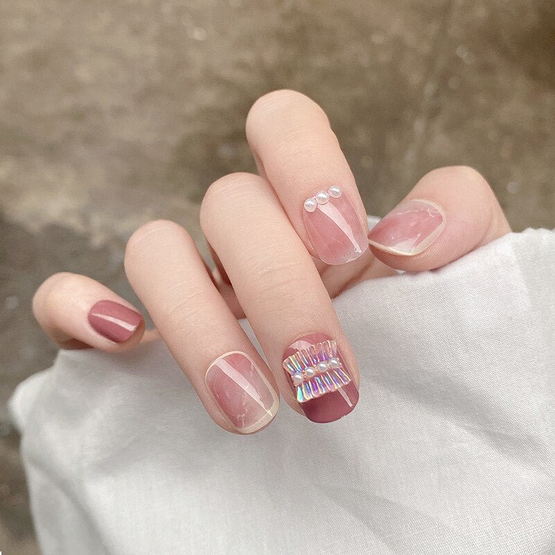 24pcs Gradient False Nails Cute Summer Style Fake Nails Press On Nails ...