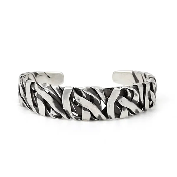 Sterling Silver Wide Face Braided Bracelet