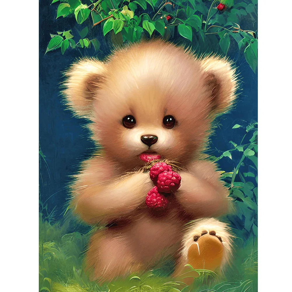 Raspberry Bear (canvas) full round or square drill diamond painting