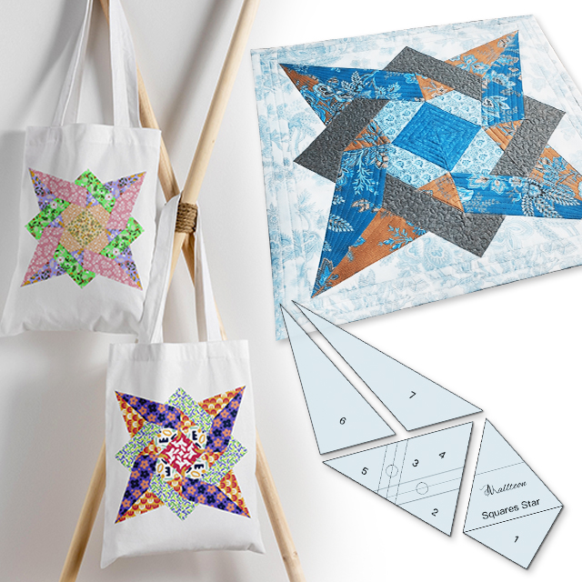 Patchwork Templates Squares Star 4 PCS