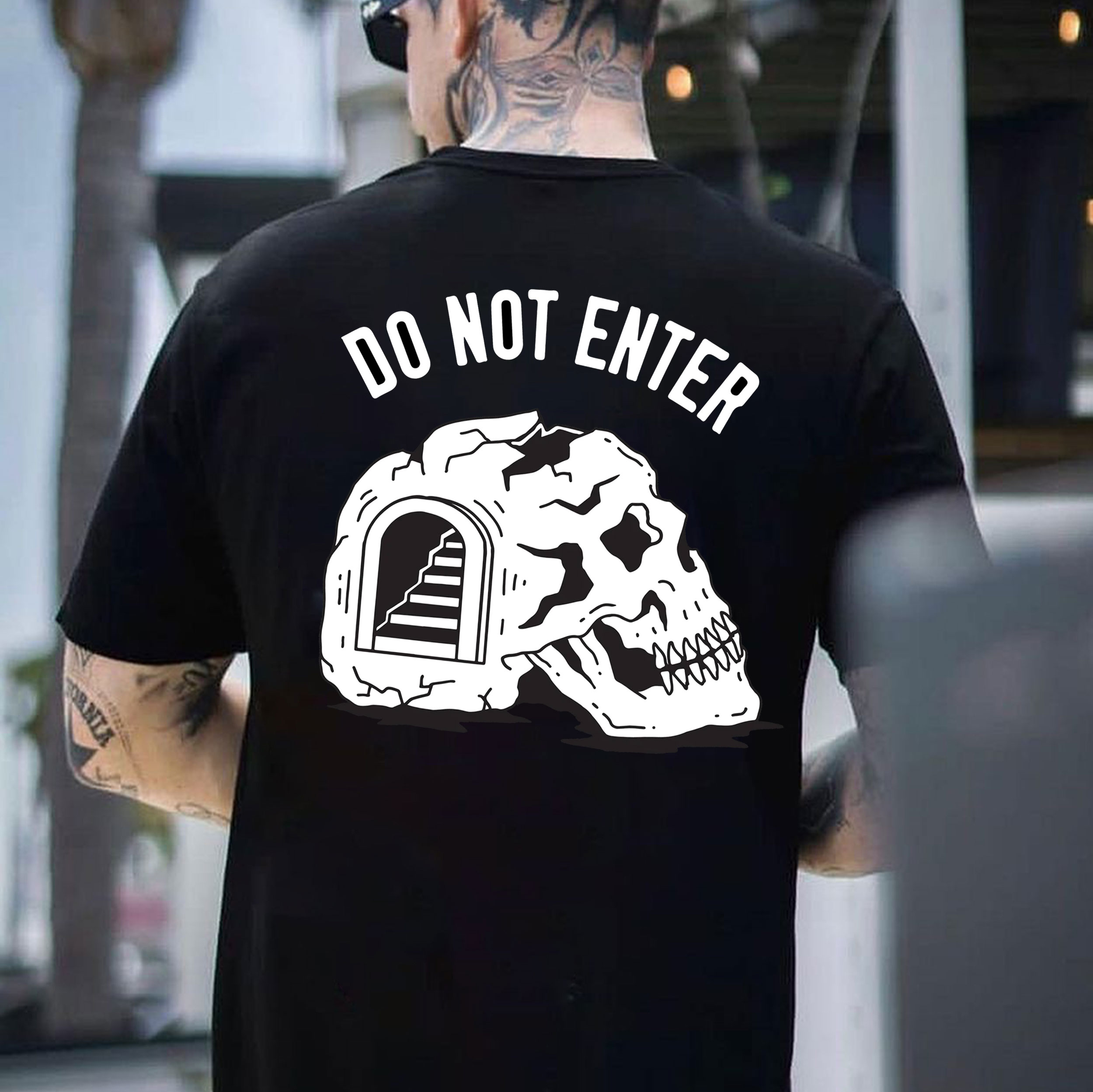 DO NOT ENTER Skull Black Print T-Shirt
