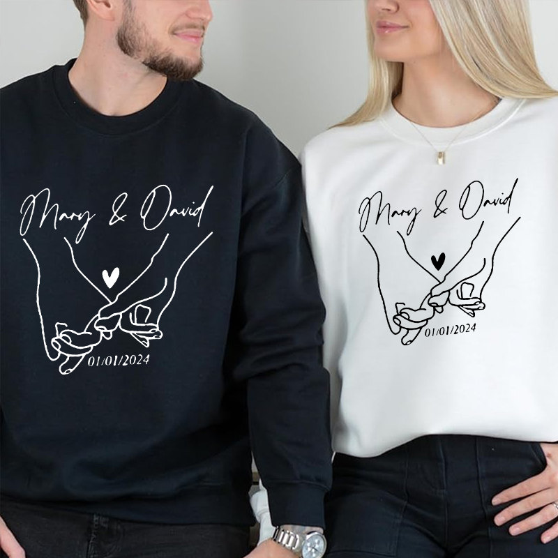 Personalized Hand In Hand Shirt, Hand in Hand Printed On The Chest ...