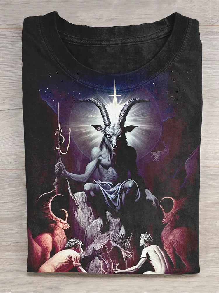 Vintage Gothic Goat Art Print T-Shirt