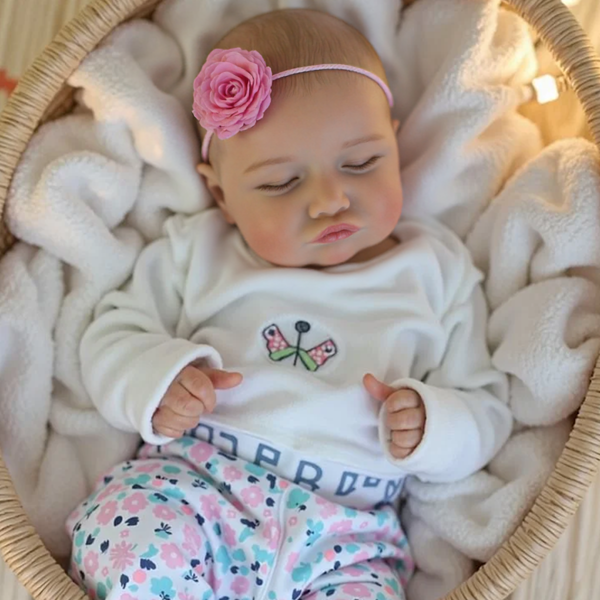 [Heartbeat Coos & Breath] Sleeping Reborn Baby Girl with Rosy Cheek ...