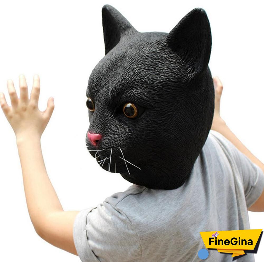FineGina Halloween Black Cat Mask Halloween Animal Full Head Mask