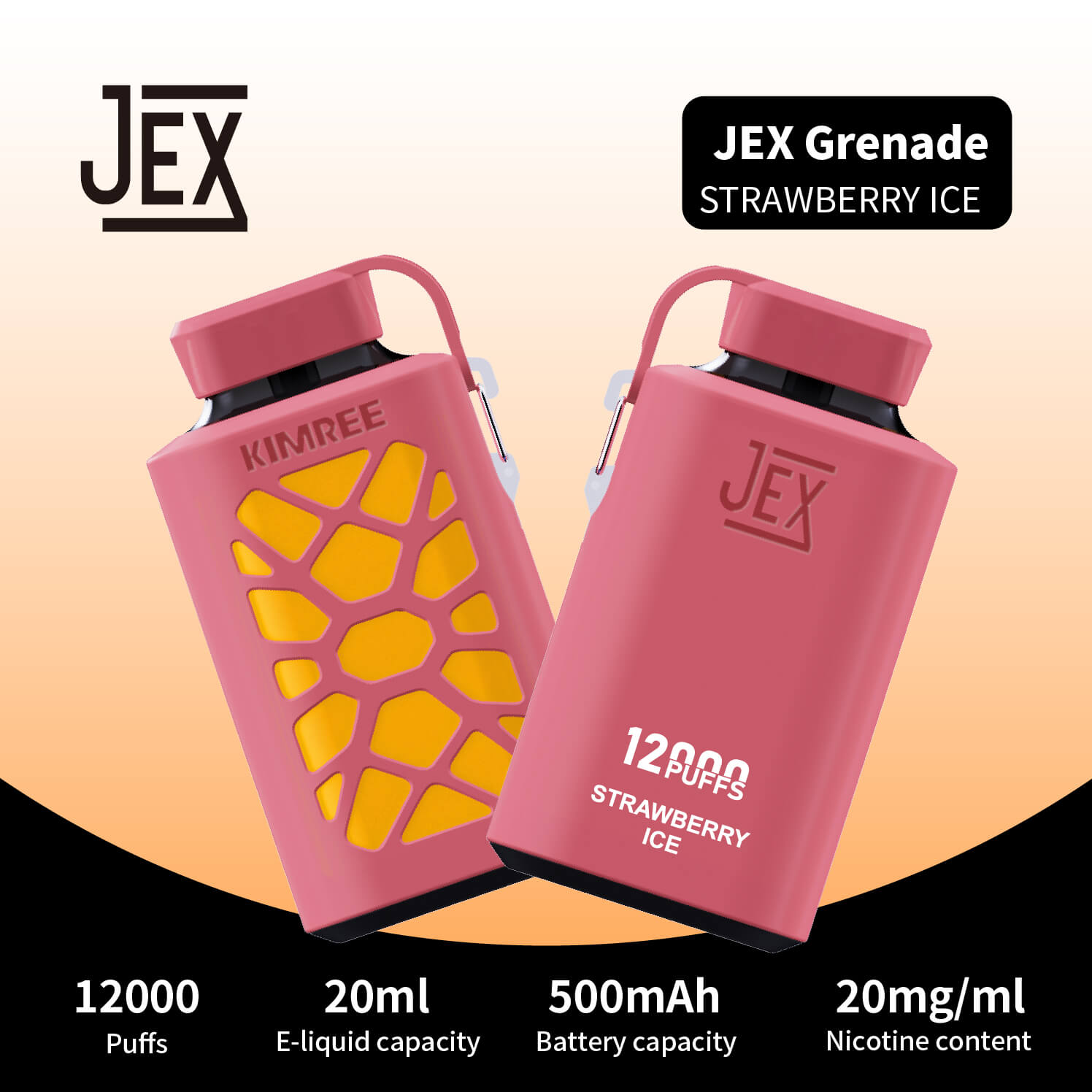 Strawberry ice | 12000 puffs | disposable vape - JEX™ Grenade