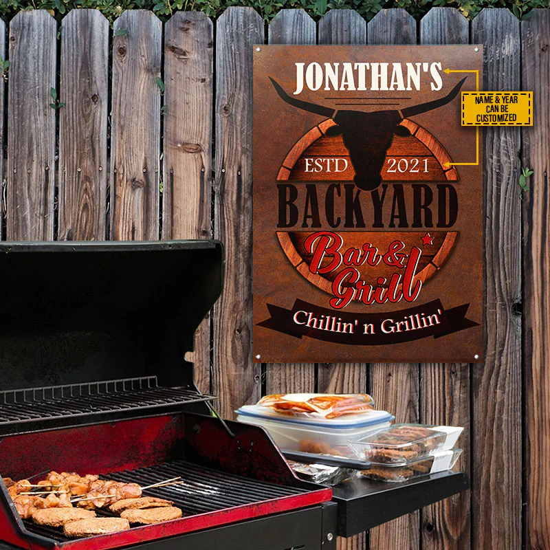 Personalized Grilling Backyard Bar And Grill Chilling Custom Classic ...