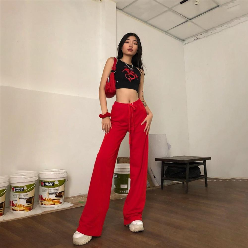RED HIGH WAIST PANTS