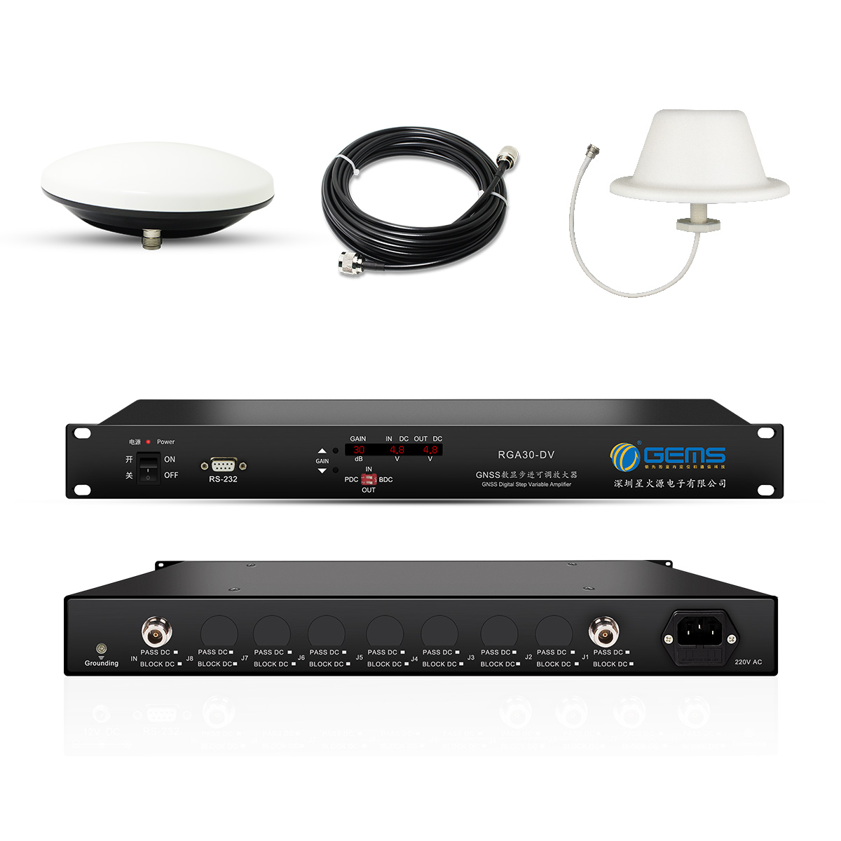 1/4/8 Way Rackmout Digital Gain Adjustable GPS and GNSS Repeater kit ...